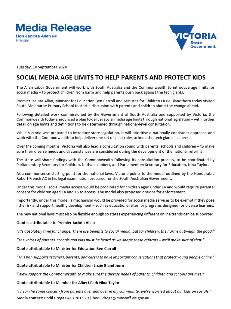 Social Media Age Limits To Help Parents and Protect Kids | PDF ...