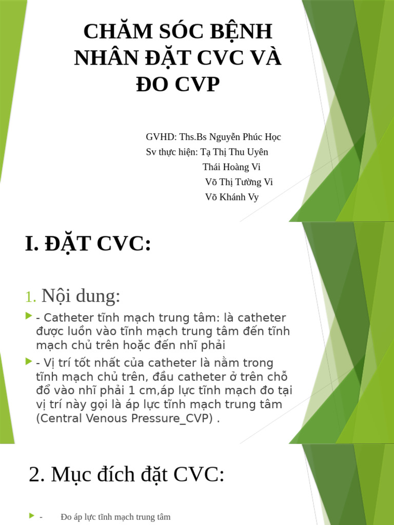 NhÓm 13 ChĂm SÓc Bn ĐẶt Cvc Đo Cvp k20se | PDF