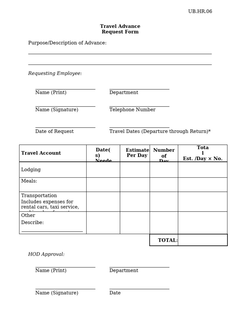 Travel Advance Request Form | PDF