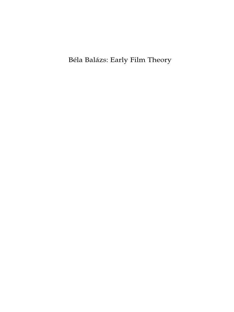 Béla Balázs' Early Film Theory Insights | PDF