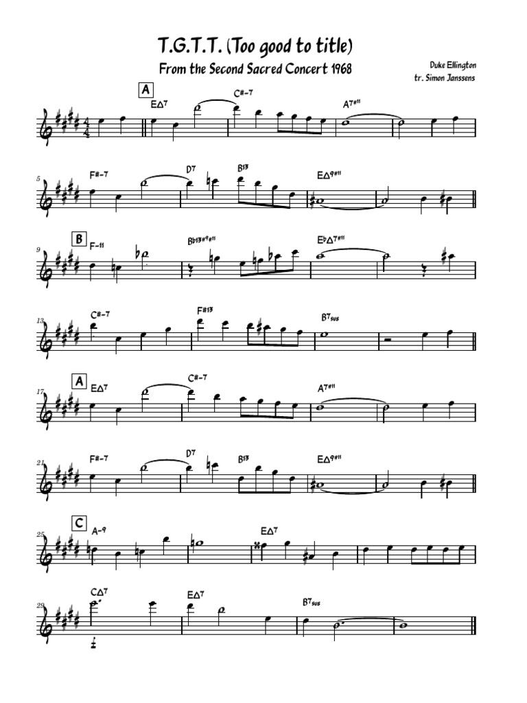 T.G.T.T. Lead Sheet For Eb Instr. | PDF | Elements Of Music | Notation