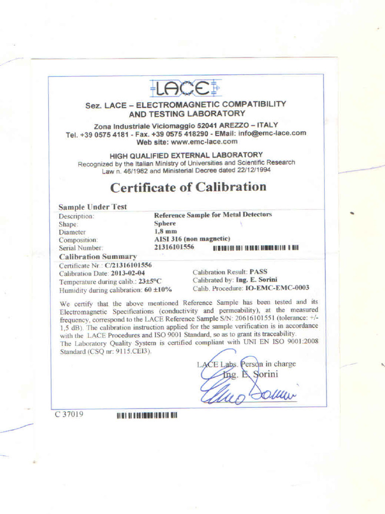 Calibration Certificate - SS | PDF