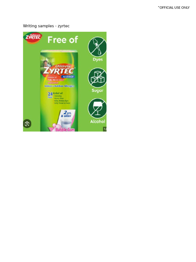 Allergy Relief Writing Samples | PDF
