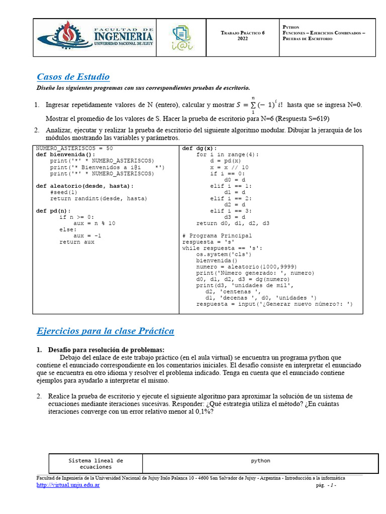 ii2022TP06 - Funciones - Ejercicios Combinados | PDF | Python (lenguaje ...