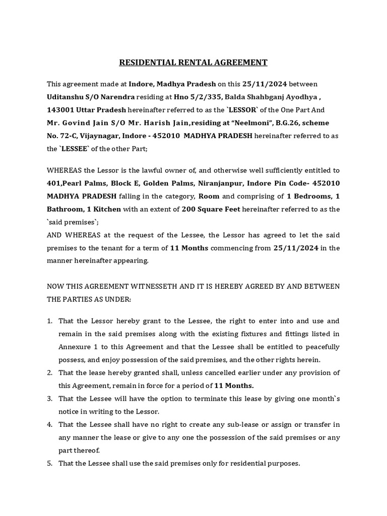 Agreement_between_lessor_and_lessee | PDF | Lease | Property Law