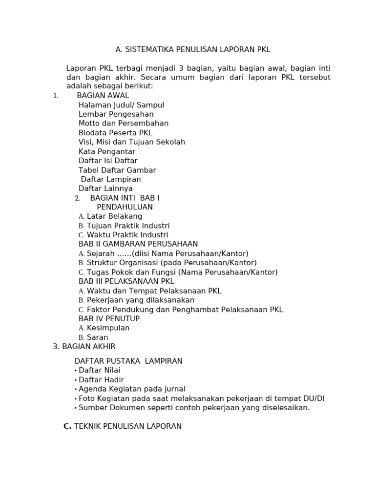 Sistematika Penulisan Laporan Baru 2024 | PDF