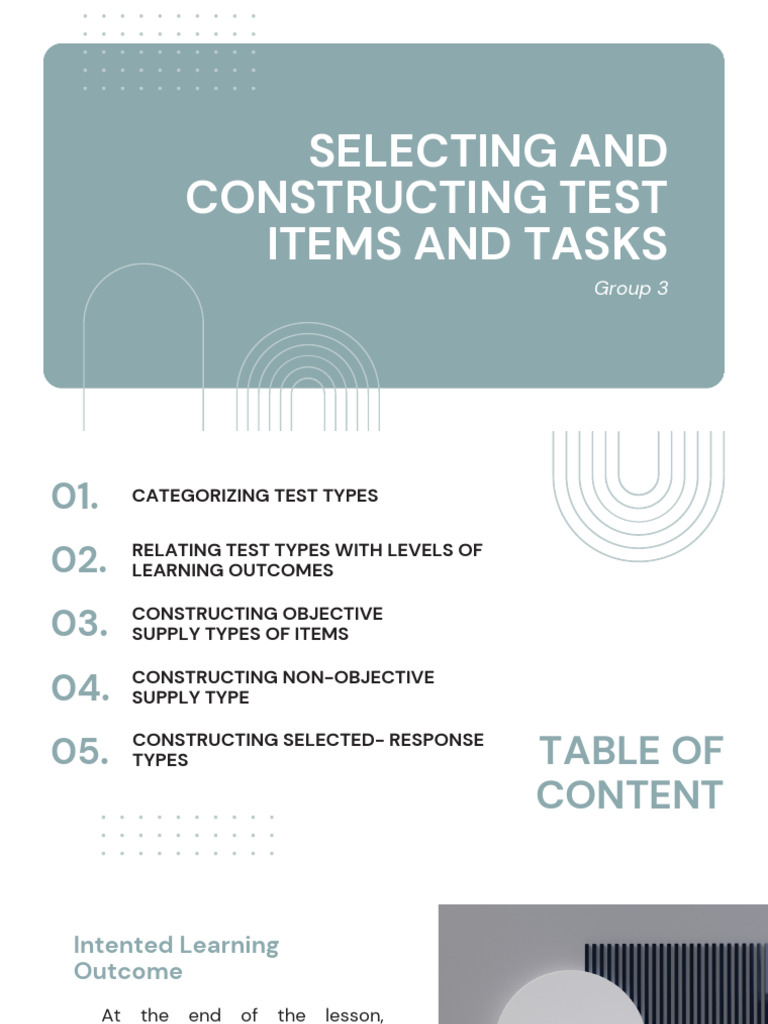 Selecting And Constructing Test Items And Tasks Pdf Multiple Choice Learning