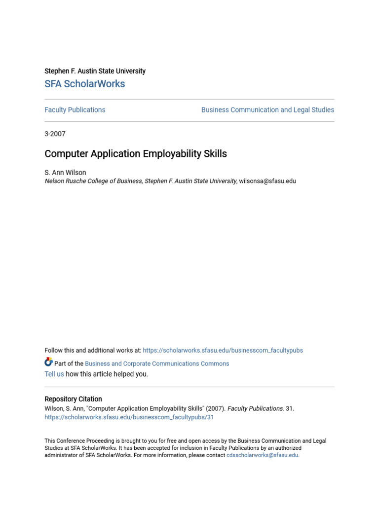 Computer Application Employability Skills | PDF | Microsoft Excel ...
