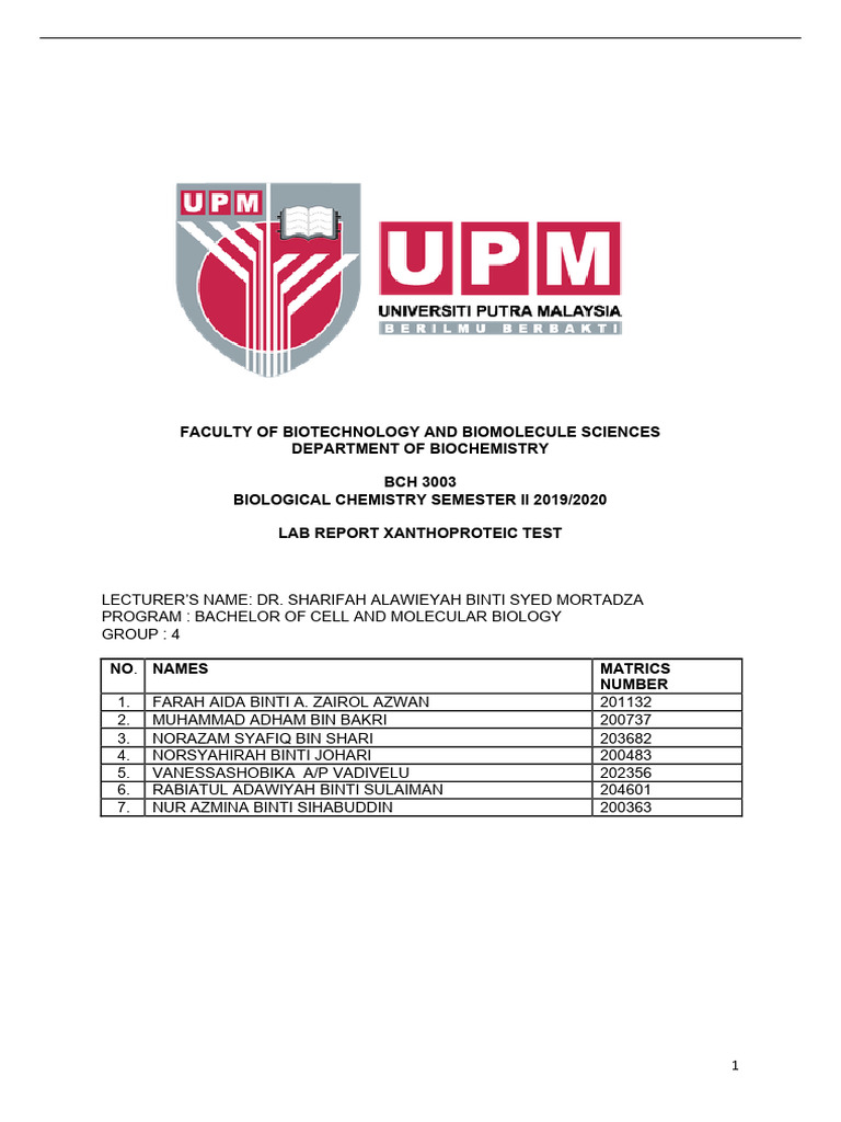 Xanthoproteic Test Report PDF | PDF | Nitric Acid | Phenylalanine