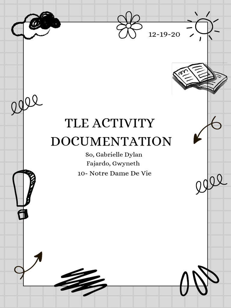 White and Black Cute Simple Doodle Page Border A4 Document | PDF