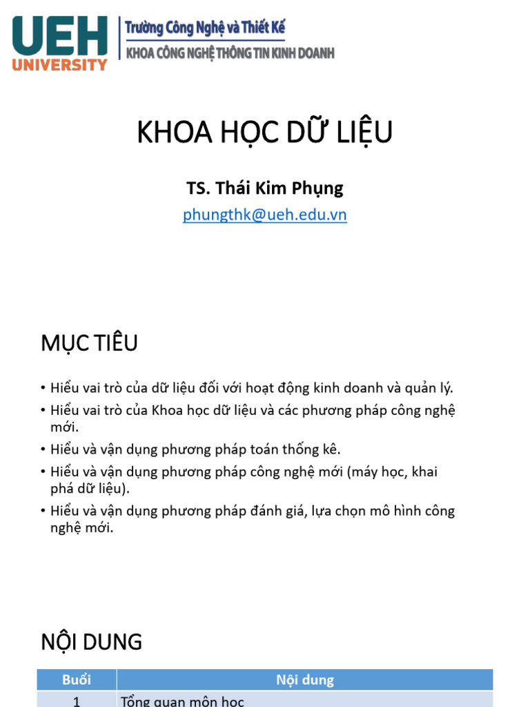 Data Science - Ueh.ch0 - Gioi Thieu Mon Hoc | PDF