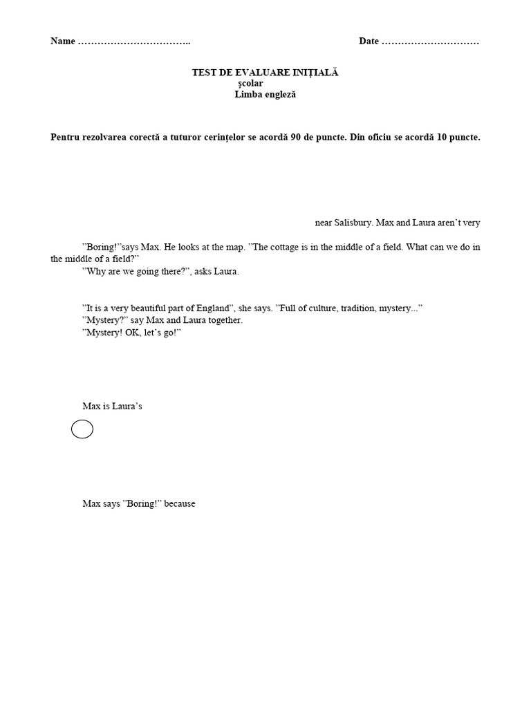 6th grade initial test | PDF