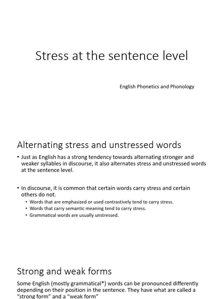 Stress at the Sentence Level | PDF | Stress (Linguistics) | English ...