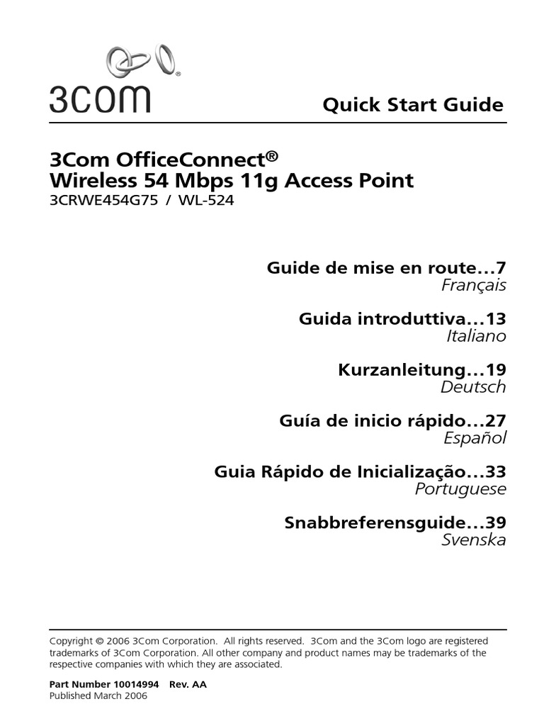 3Com 11g Access Point Quick Start Guide | PDF | Wireless Access Point ... 3Com 11g Access Point Quick Start Guide | PDF | Wireless Access Point ...