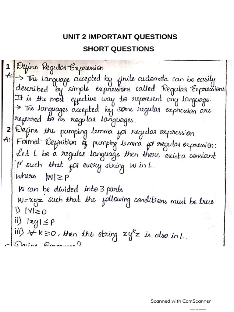 FLAT UNIT 2 QA | PDF | Models Of Computation | Formal Methods