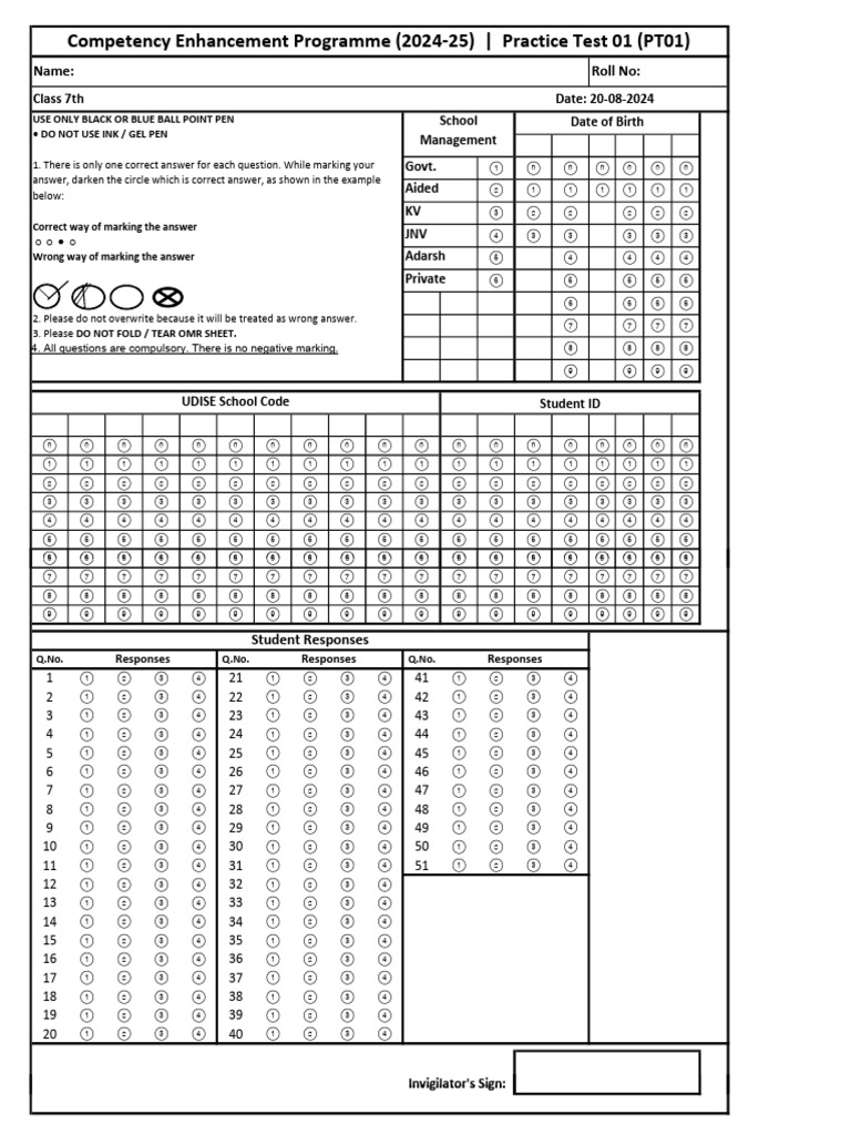 CEP (7th Pbi) Practice Test 1 | PDF | Writing Implements | Portable Tools
