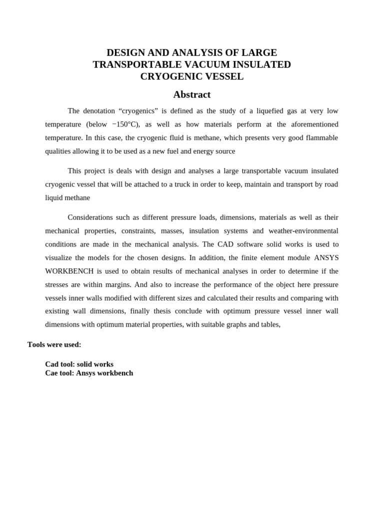 Cryogenic Vessel Design Analysis | PDF