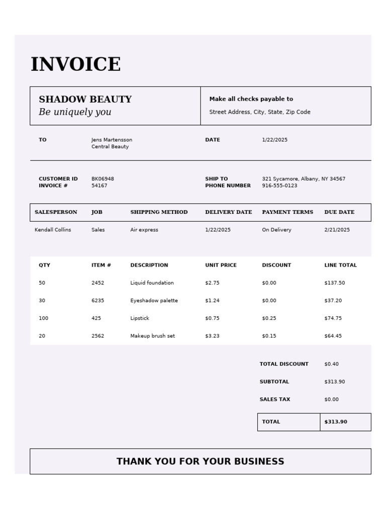 Sales Invoice Simple Lines Design | PDF