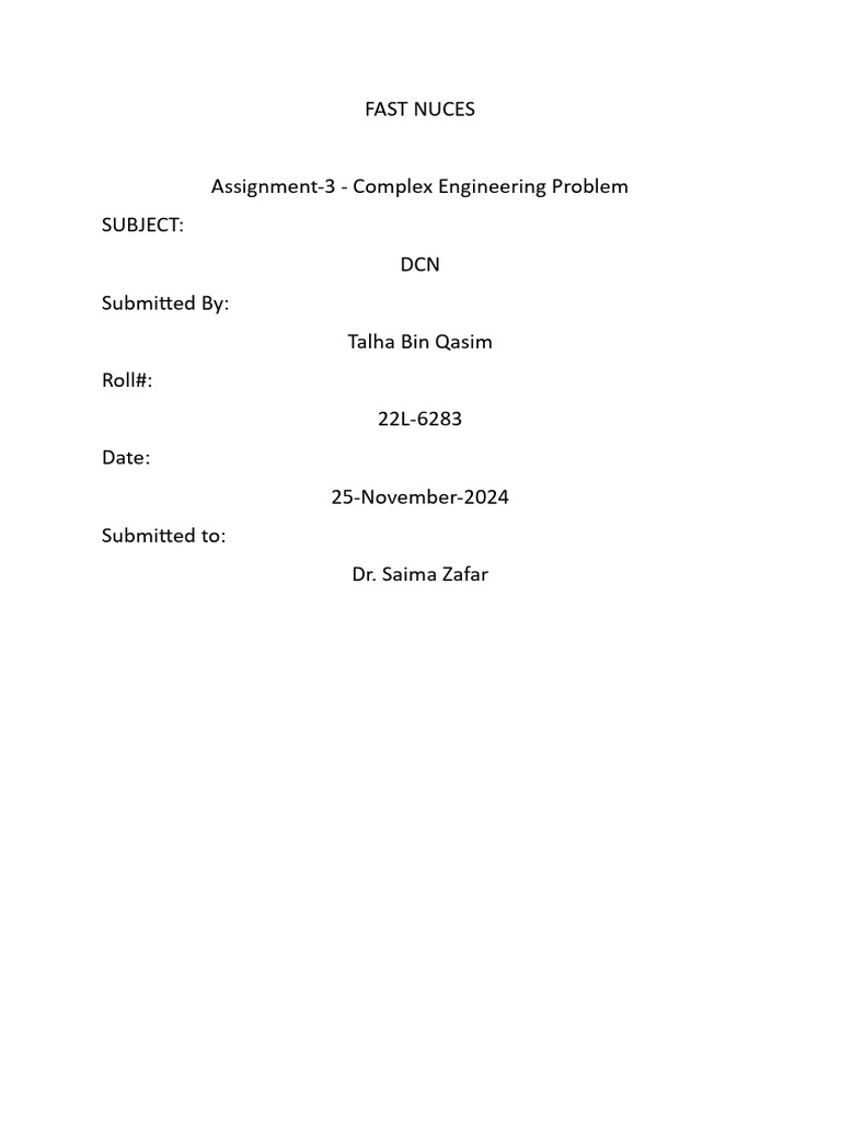 DCN - Assignment-3 - Complex Engineering Problem1 | PDF | Computer Network | Computing