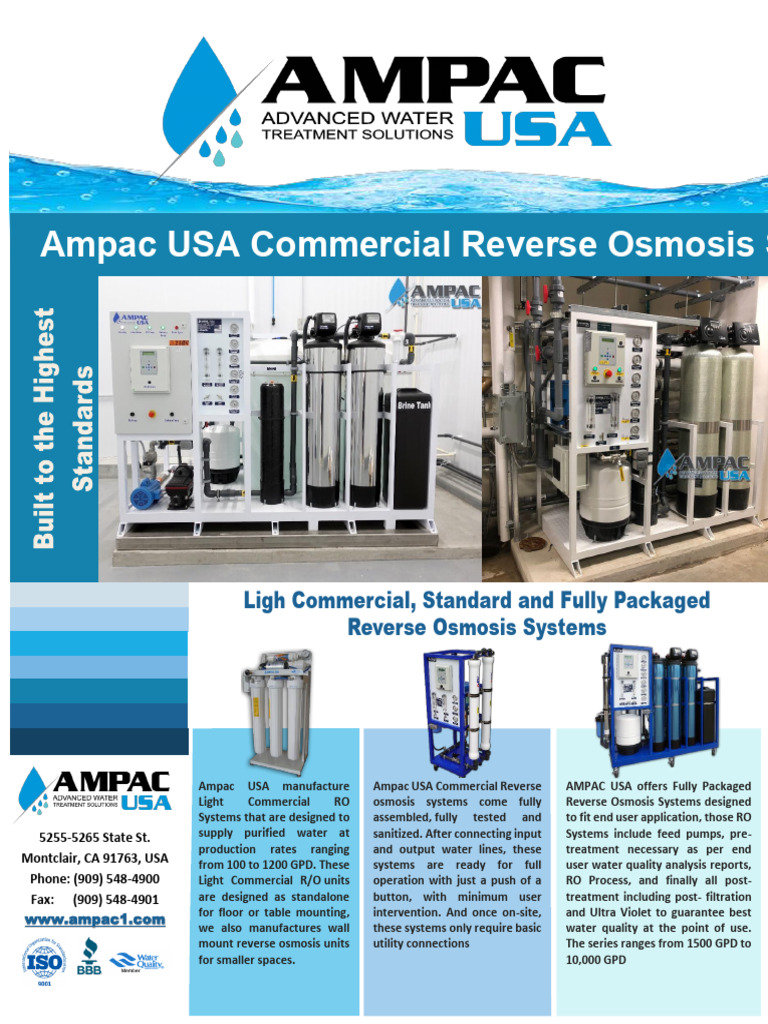 Ampac USA Commercial Reverse Osmosis Systems | PDF | Water And Politics ...