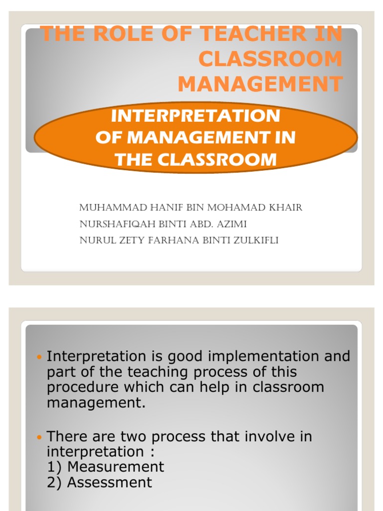 Teacher's Role in Classroom Management | PDF