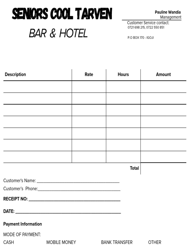 Seniors Tavern Receipt | PDF