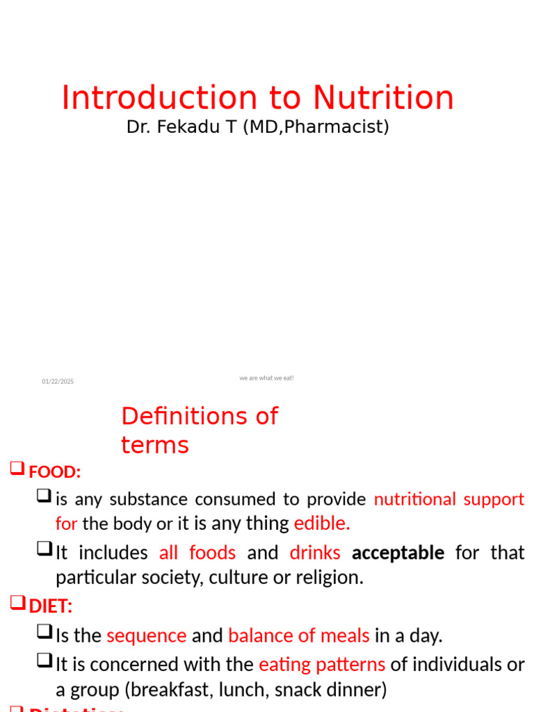 1.Introduction to Nutrition | PDF | Nutrition | Diet & Nutrition