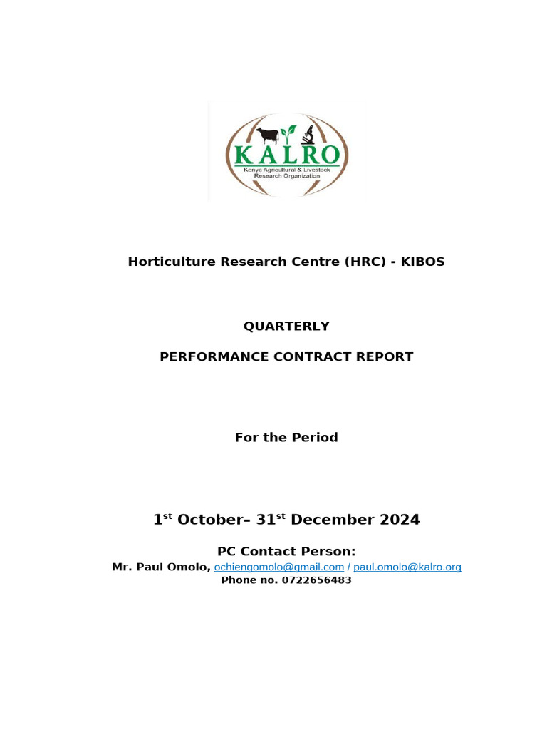HRC Kibos 24-25 Q2 Tracking Final | PDF | Crops | Vegetables