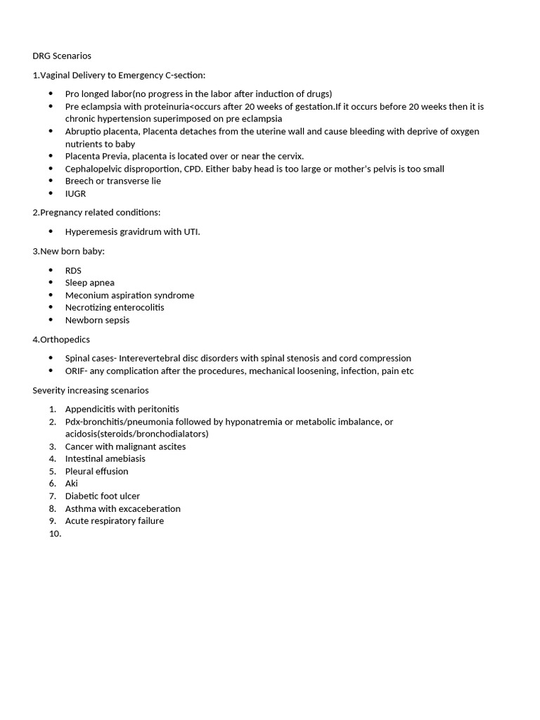 DRG Scenarios for Complicated Deliveries | PDF