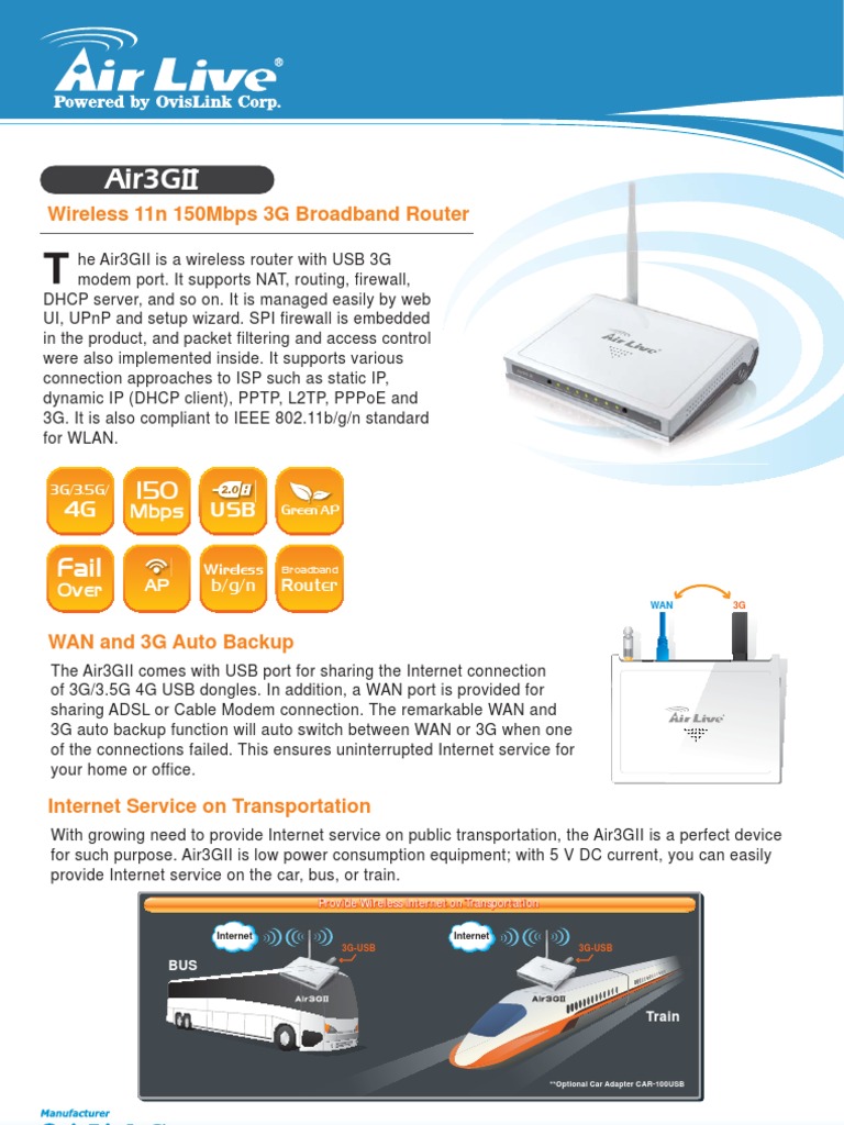 Air3GII: Wireless 11n 150Mbps 3G Broadband Router | PDF | Wireless Lan ...