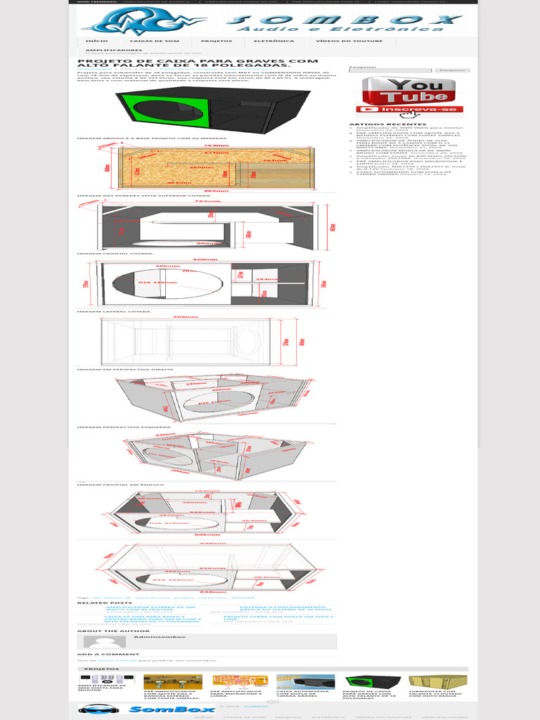 Projeto de Caixa para Graves Com Alto Falante de 18 Polegadas | PDF | Alto-falante | Som