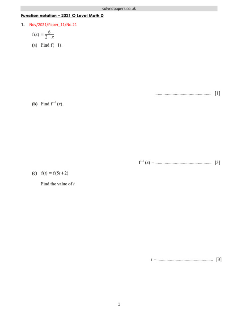 2021 O Level Math Function Notation | PDF