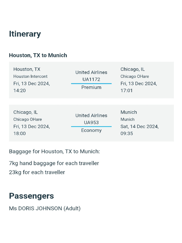 Flight Ticket From Houston, TX To Munich, Germany | PDF