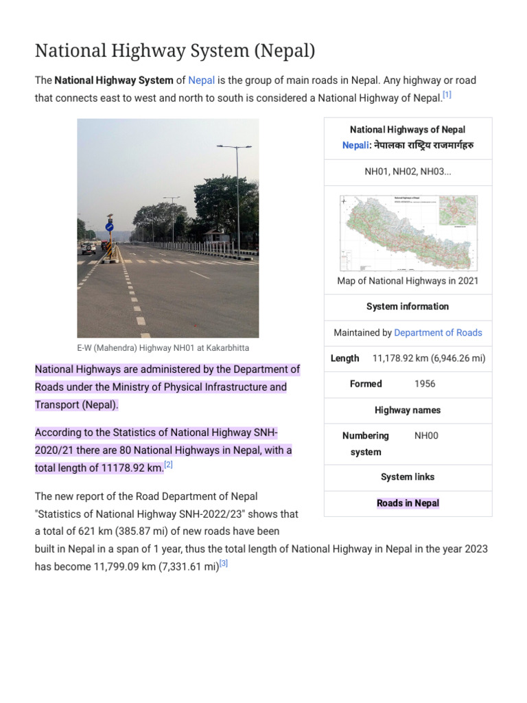 National Highways of Nepal Overview | PDF | Road | Road Infrastructure