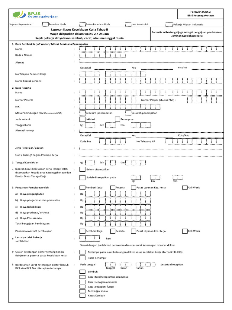 Form Tahap II Kecelakaan Kerja | PDF