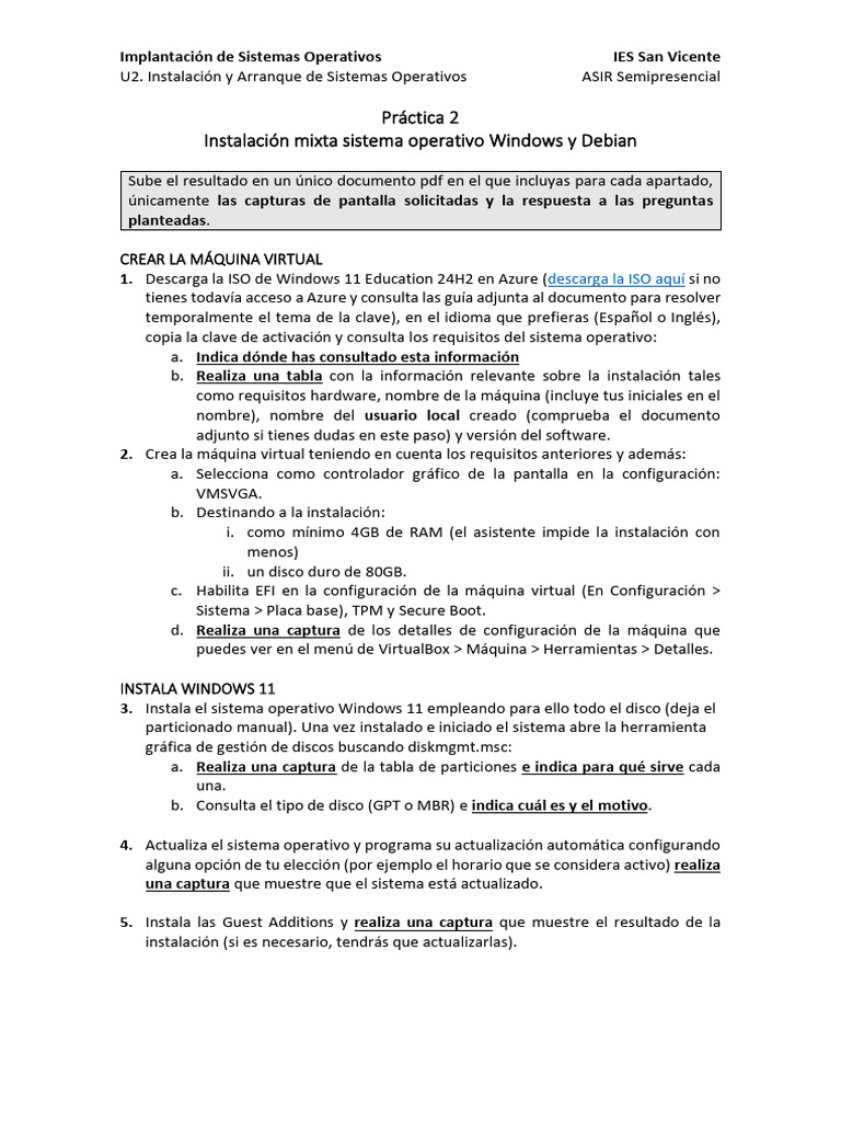 U2 Práctica 2 Instalación Mixta | PDF | Arranque | Sistema operativo