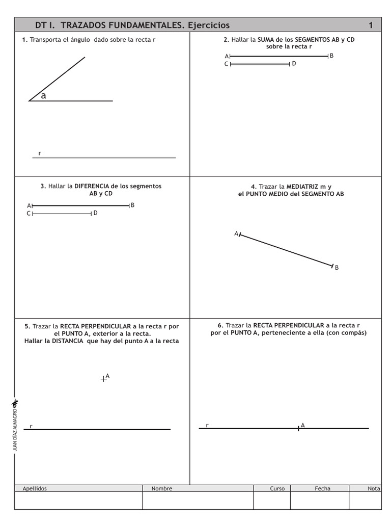 1.1. DT I. Trazados Fundamentales. Ejerc. Enunc. | PDF | Geometría | Geometría Elemental