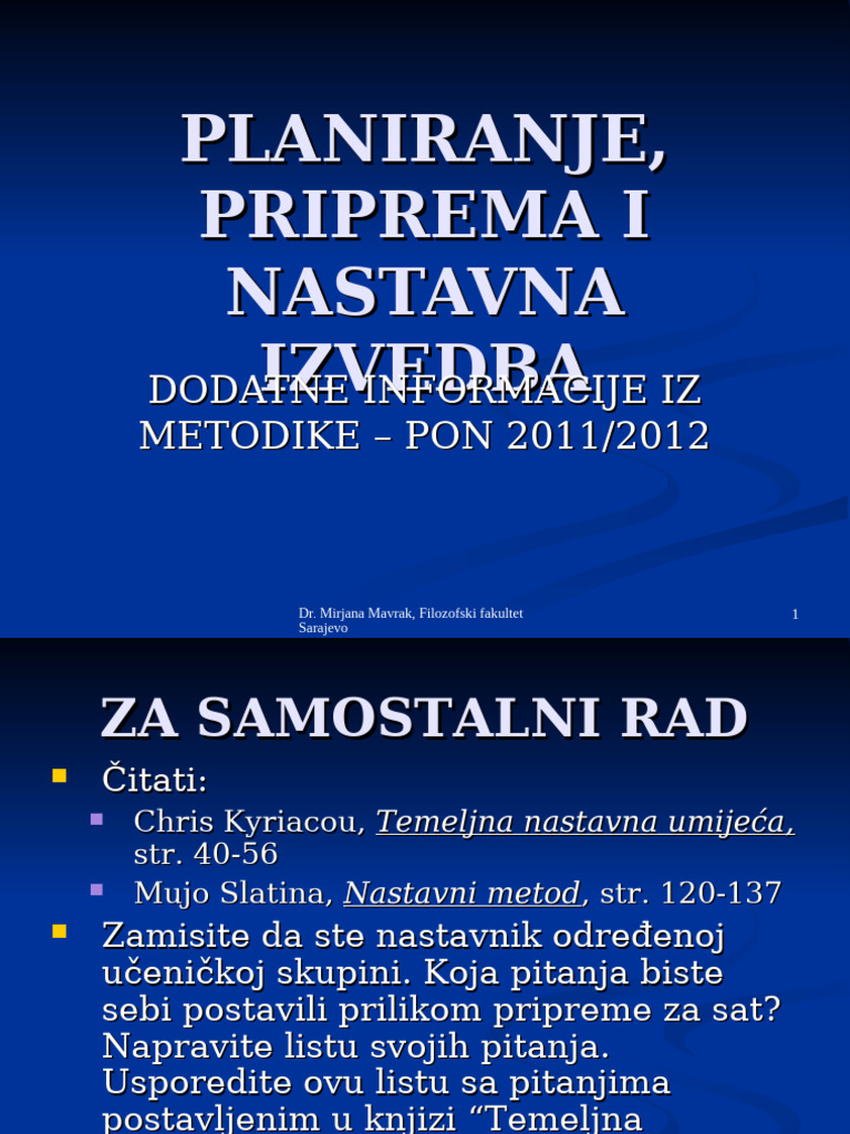 Planiranje I Priprema | PDF