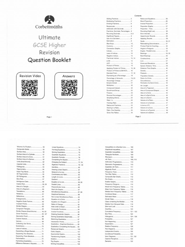 Ultimate GCSE Higher Revision Booklet | PDF | Area | Ratio