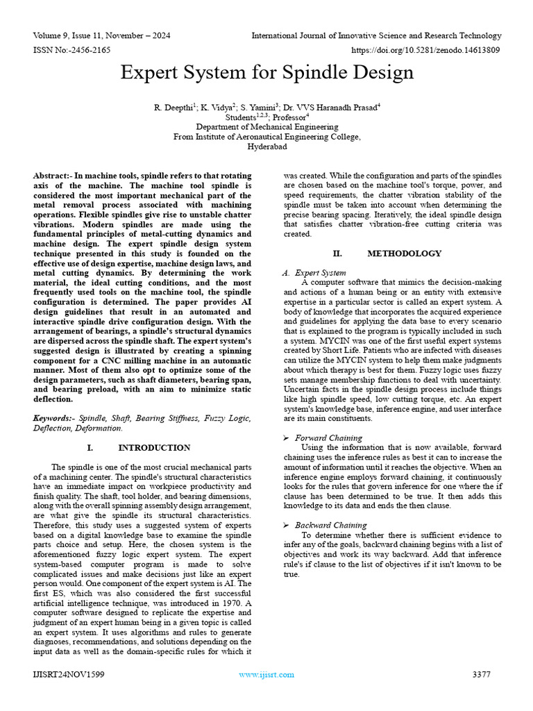 Expert System For Spindle Design | PDF | Fuzzy Logic | Stiffness