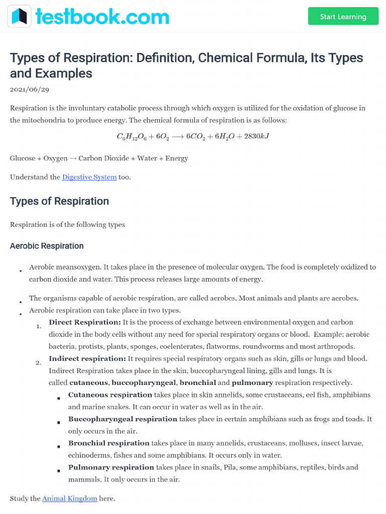 Biology Respiration and Its Types d881fcfc | PDF