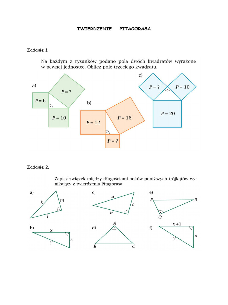 Twierdzenie Pitagorasa | PDF
