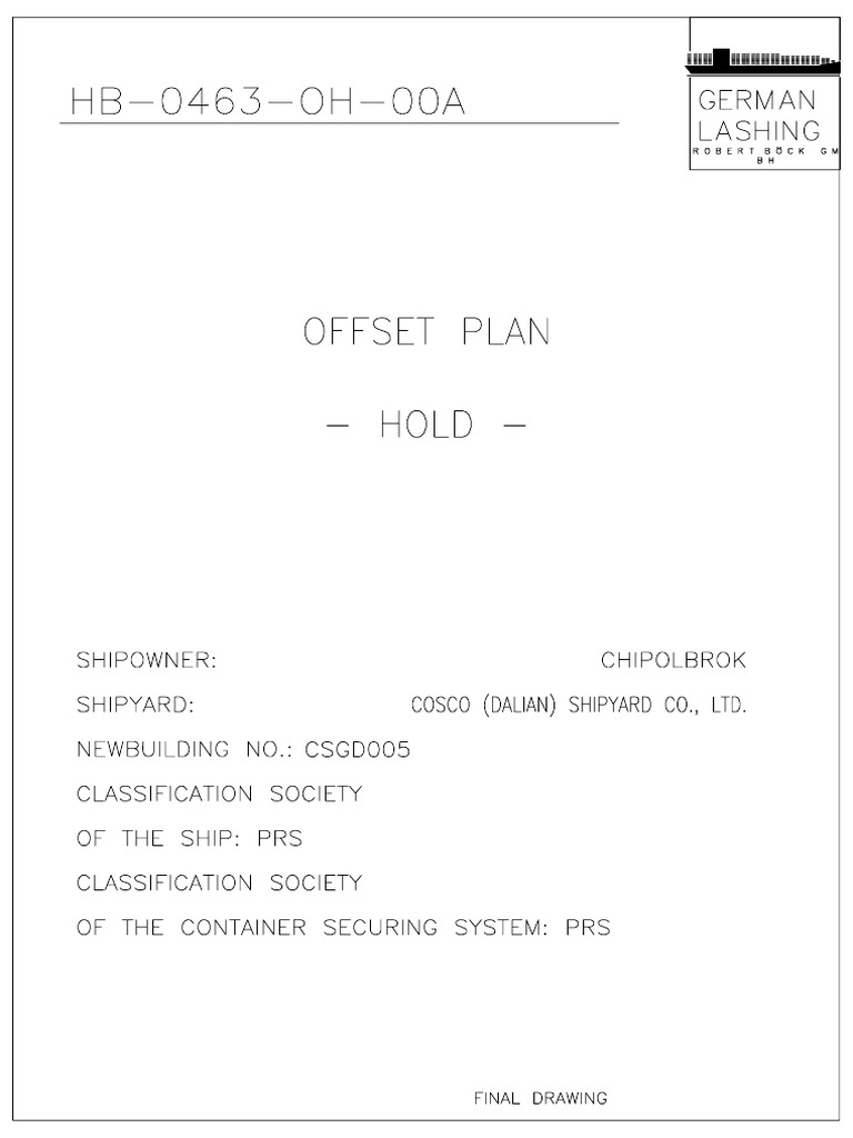 Hb0463oh00a Offset Plan(Hold)(货舱底部穴槽布置图) | PDF