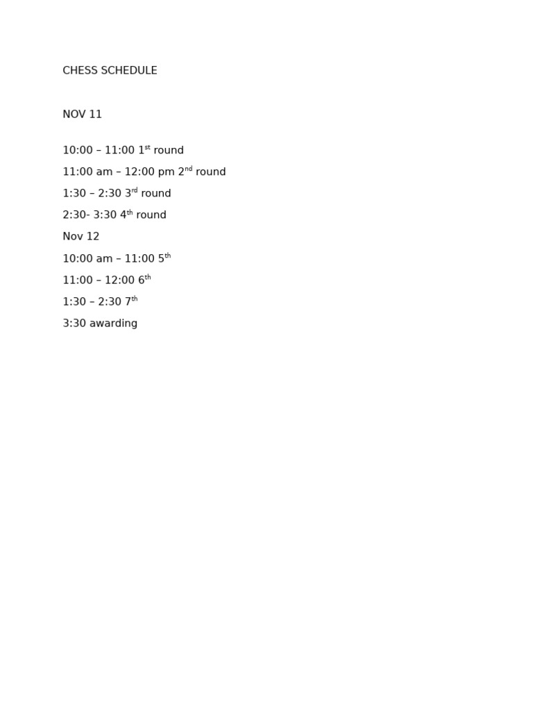 Chess Schedule | PDF