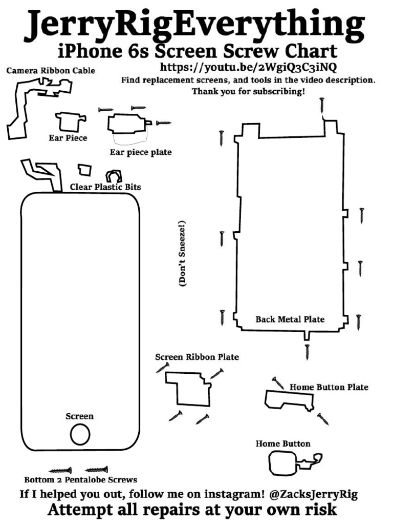 Screw Chart For Iphone 6s Screen Repair PDF | PDF
