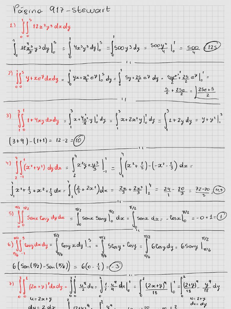 Exercícios Integral Dupla 250108 220505 | PDF