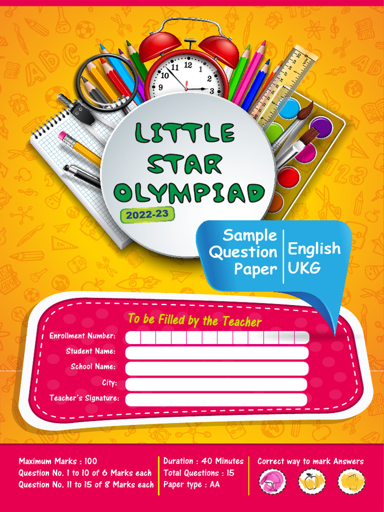 UKG English Sample Question Paper | PDF