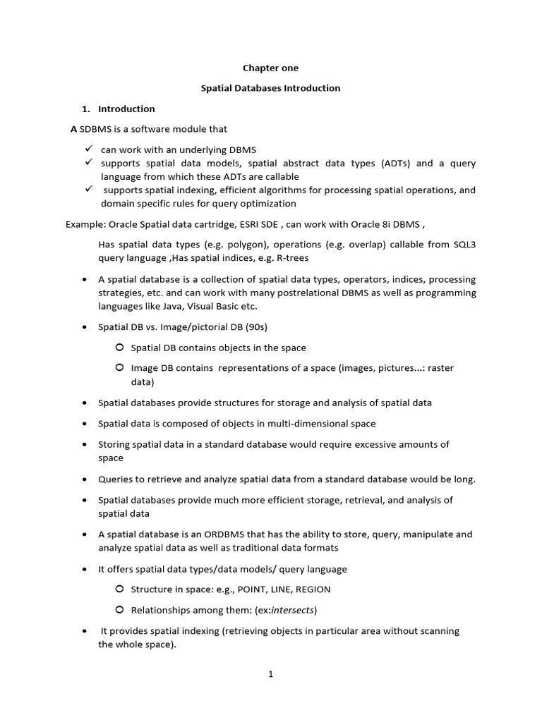 Overview of Spatial Databases | PDF | Databases | Geographic Information System