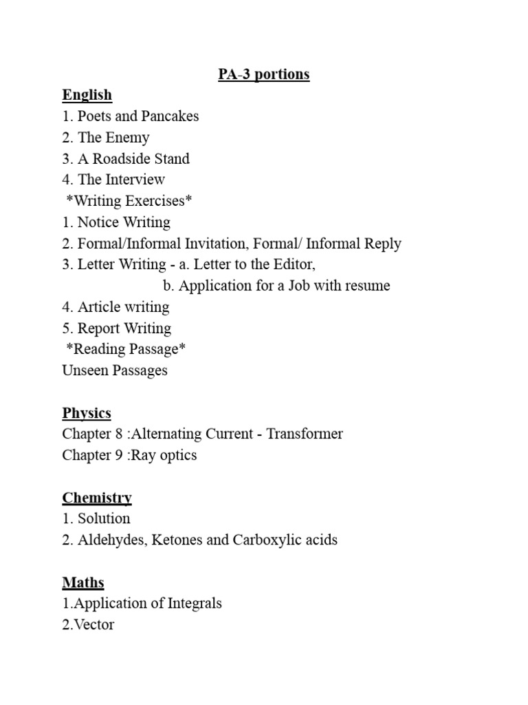 PA 3 Portions | PDF
