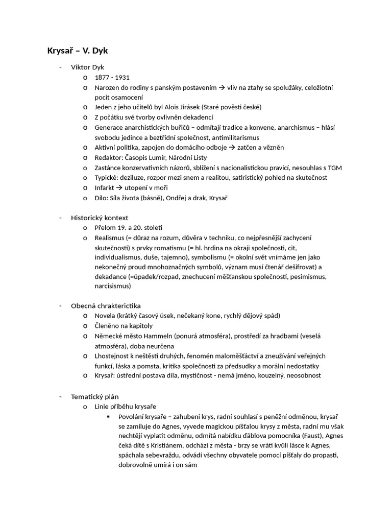 Krysař - V. Dyk | PDF
